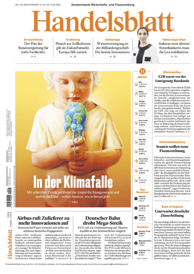 Fake: Destroyed Ukrainian Tank on Handelsblatt Cover