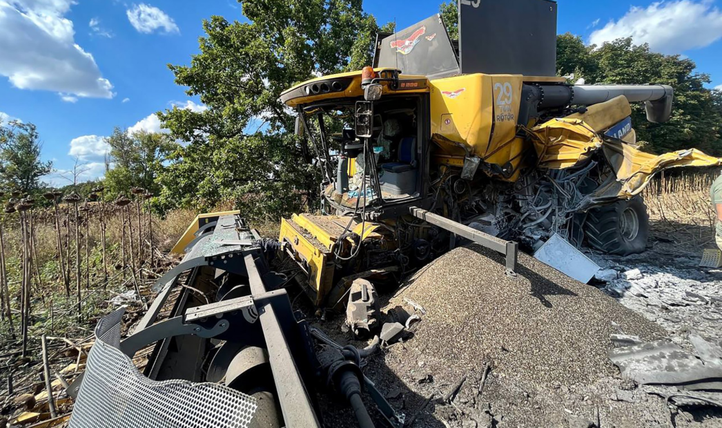 Combine Harvester Hits Anti-Tank Mine in Kharkiv Region: Driver Wounded